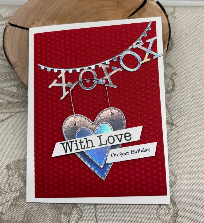 silver and red CAS birthday – Lavender House Creations